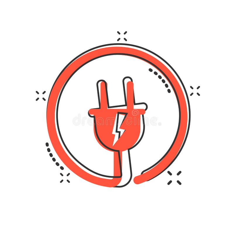 Vector Cartoon Electric Plug Icon in Comic Style. Power Wire Cab Stock ...
