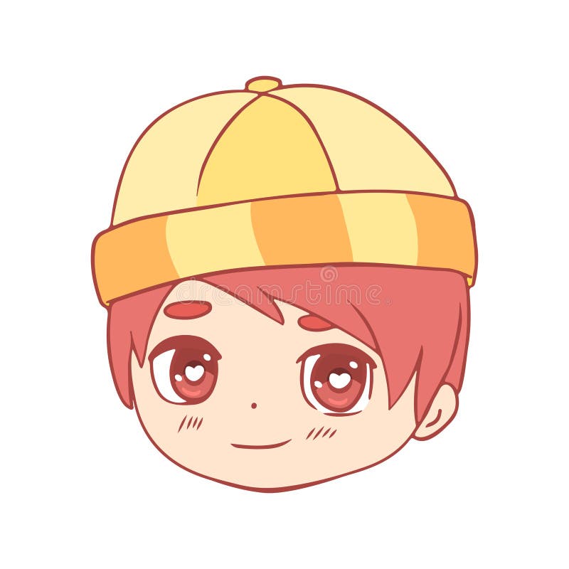 Vector Cartoon Face Chibi Boy Character Isolated Illustration Stock ...