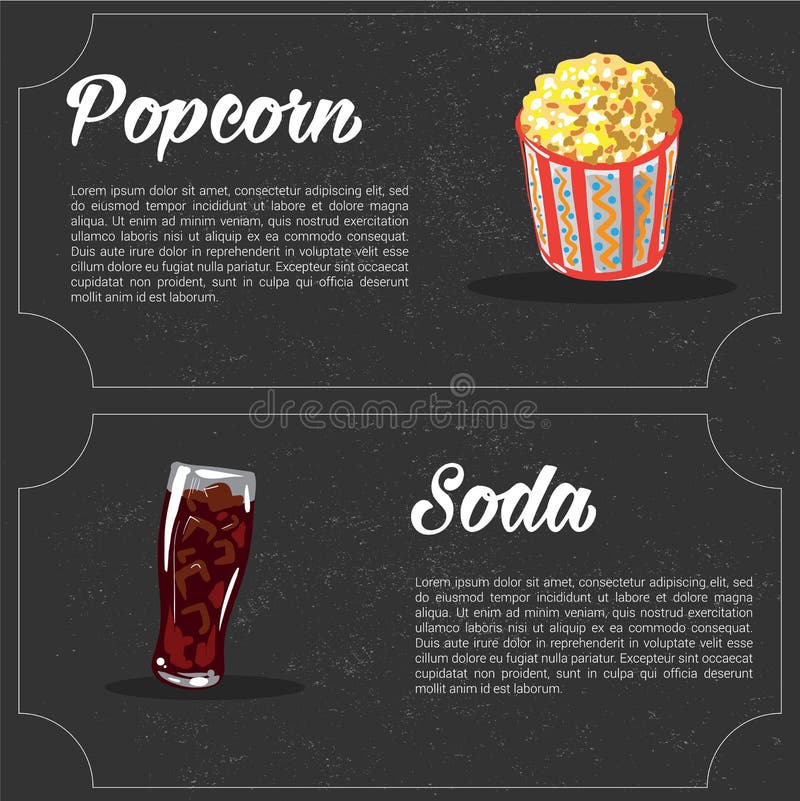 Vector Cartoon Fast Food Combo - Popcorn and Soda. Food Elements for ...