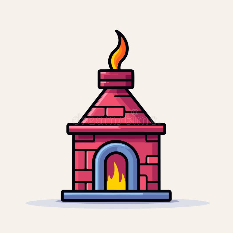 Vector of a Cartoon Fire Place with a Vibrant Flame Stock Vector ...