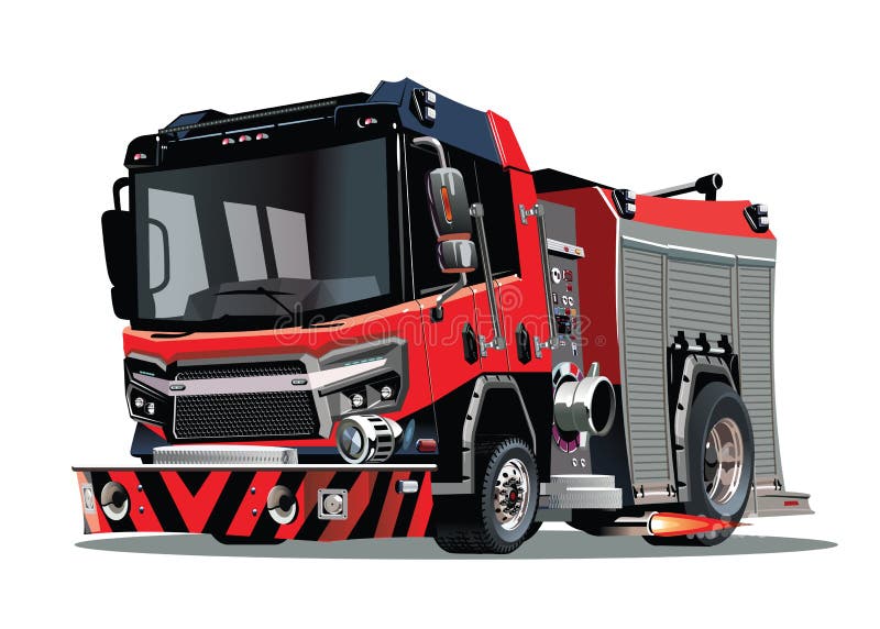 Vector Cartoon Firetruck Isolated on White Background Stock Vector ...
