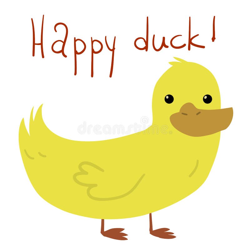 Vector Cartoon Flat Happy Duck Postcard. Stock Vector - Illustration of ...