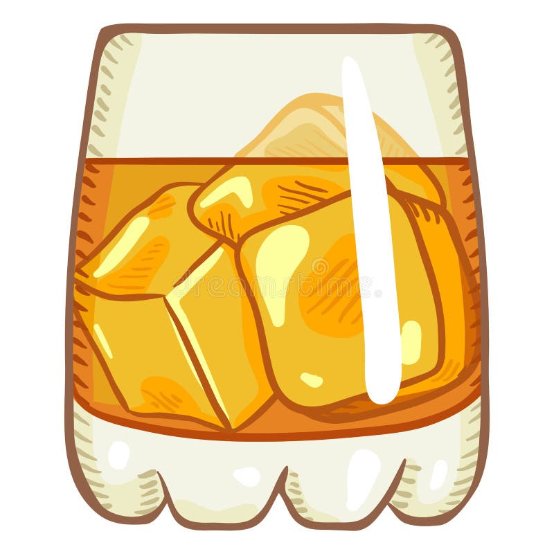 Vector Cartoon Glass of Whiskey with Ice Rocks Stock Vector ...