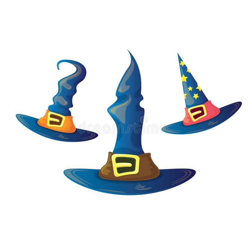 Vector Cartoon Glossy Blue Witch Hat Isolated Stock Vector ...