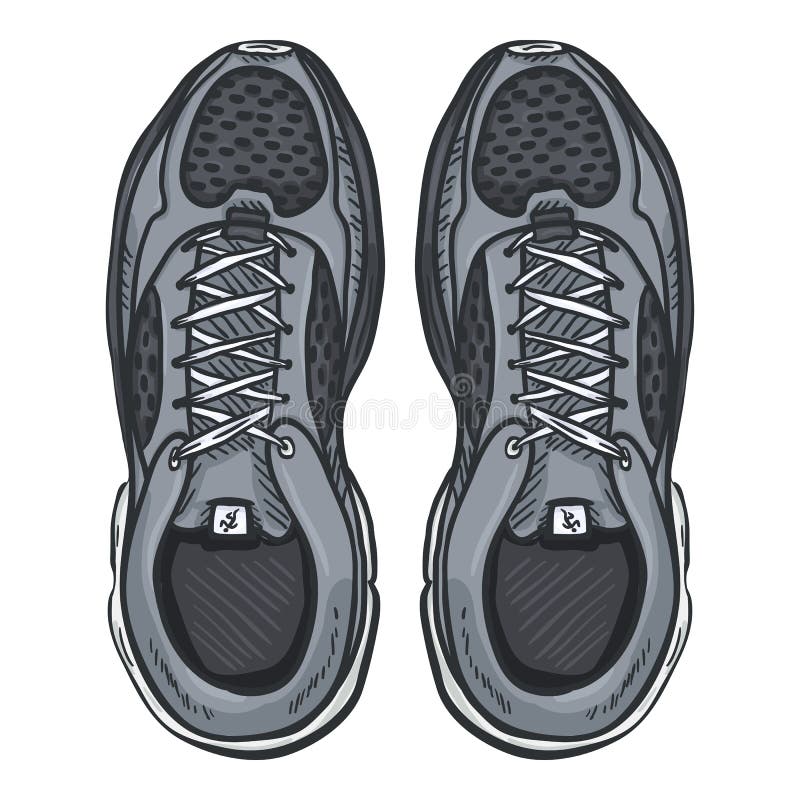 Vector Cartoon Gray Running Shoes Stock Vector - Illustration of pair ...