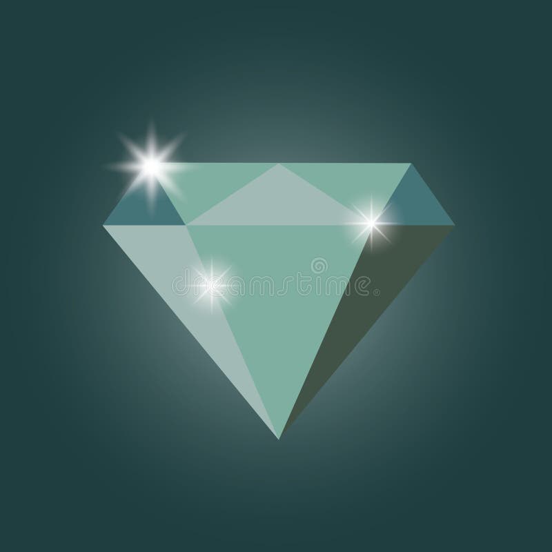 Vector Cartoon Green Diamond Icon in Vintage Style. Decorative Stones ...