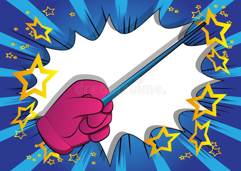 Cartoon Hand with Magic Stick. Stock Vector - Illustration of doodle ...