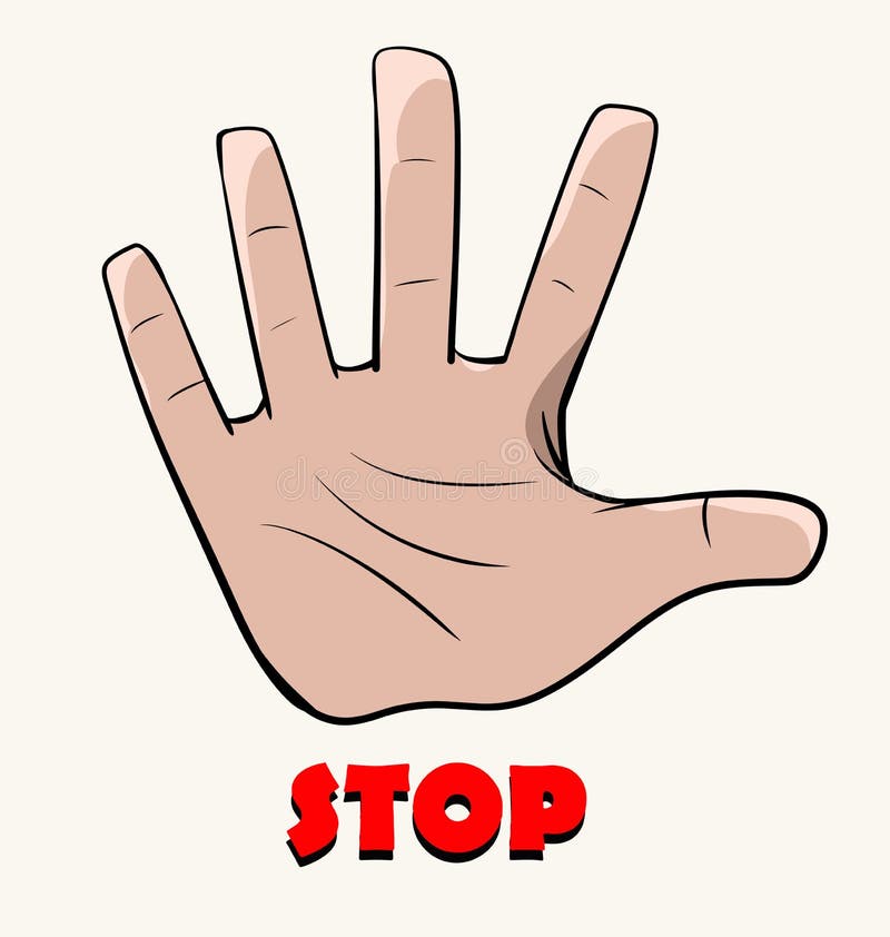 Vector Cartoon Hand Showing Stop Sign Stock Vector - Illustration of ...