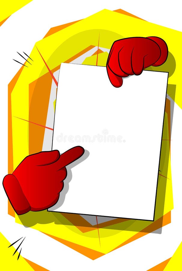 Hands Holding Paper and Pointing at it. Stock Vector - Illustration of ...