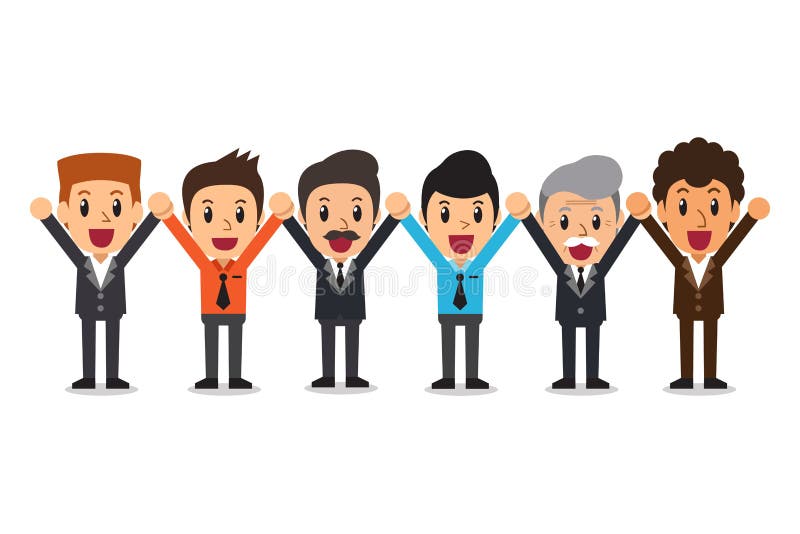 Vector Cartoon Happy Business Team Stock Vector - Illustration of hand ...