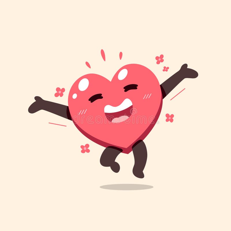 Vector Cartoon Happy Cute Heart Character Stock Vector - Illustration ...