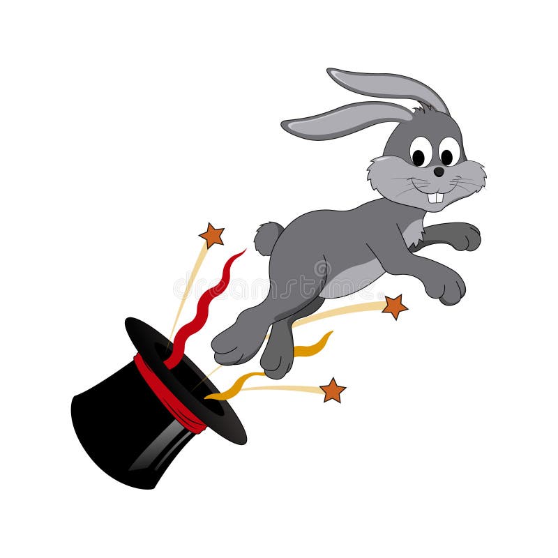 Vector Cartoon - Happy Rabbit Jumping Out of Top Hat Stock Vector ...