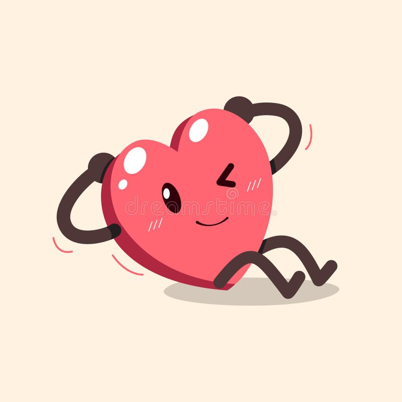 Vector Cartoon Heart Character Doing Sit Up Exercise Stock Vector ...