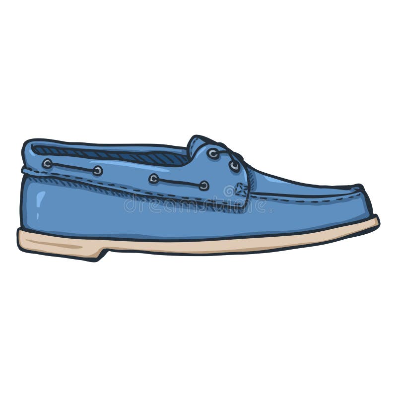 Vector Cartoon Illustration - Blue Topsider Men Shoes Stock Vector ...
