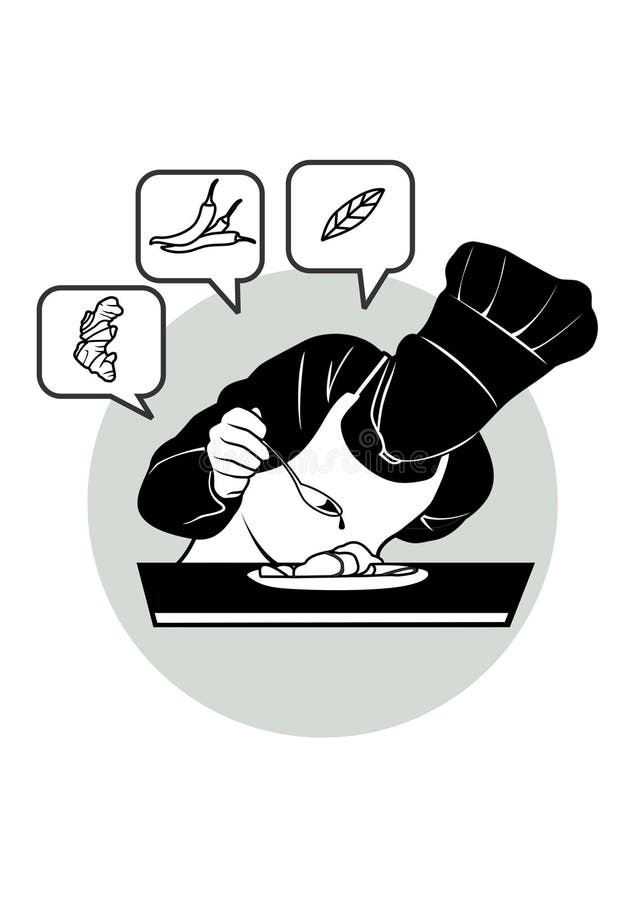A Vector Cartoon Illustration of a Chef Preparing Food Stock Vector ...