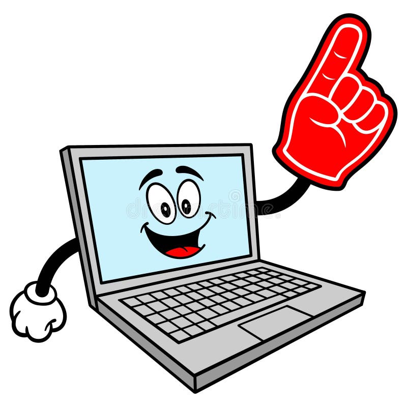 Computer Mascot with Foam Finger Stock Vector - Illustration of ...