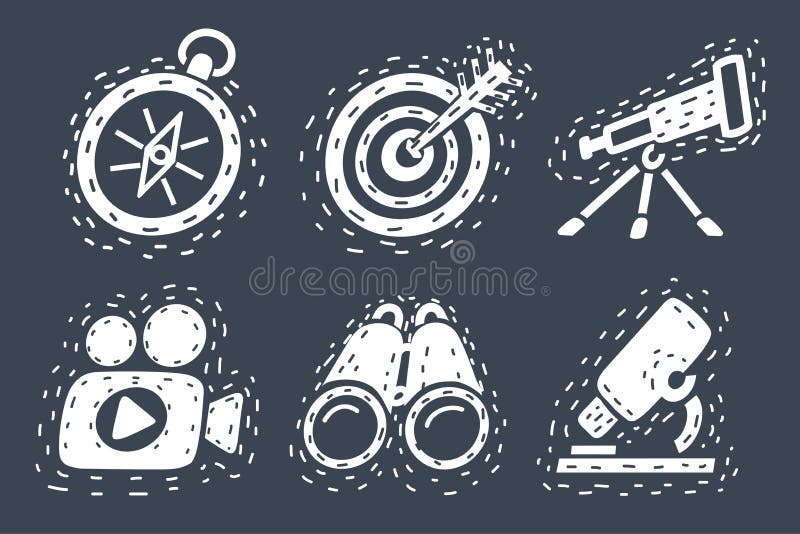 Hand Drawn Icon Set on Dark. Stock Vector - Illustration of design ...
