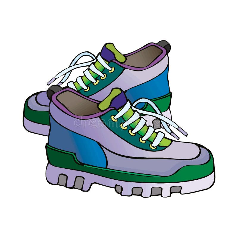 Vector Cartoon Illustration - Extreme Hiking Boots. Front View Stock ...