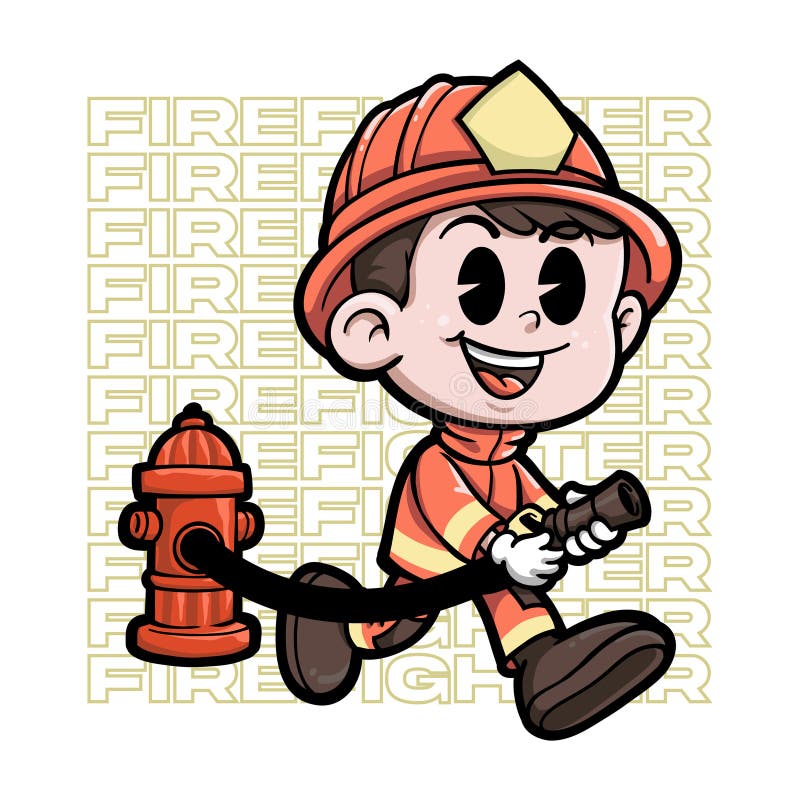 Vector Cartoon Illustration of a Fireman Stock Vector - Illustration of ...