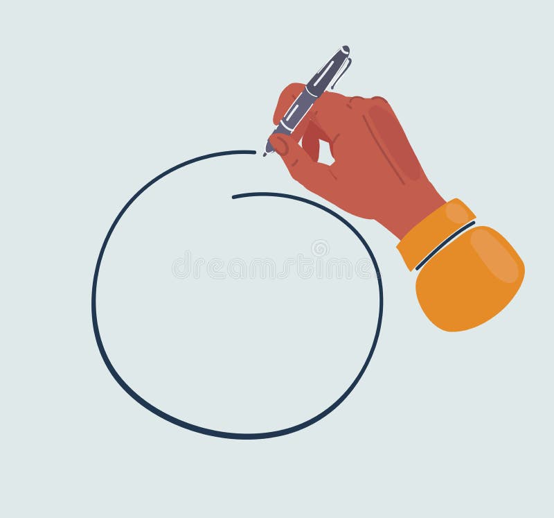 Illustration of Hand Drawn Circle Drawn by Pen in Hand. Copy Space ...