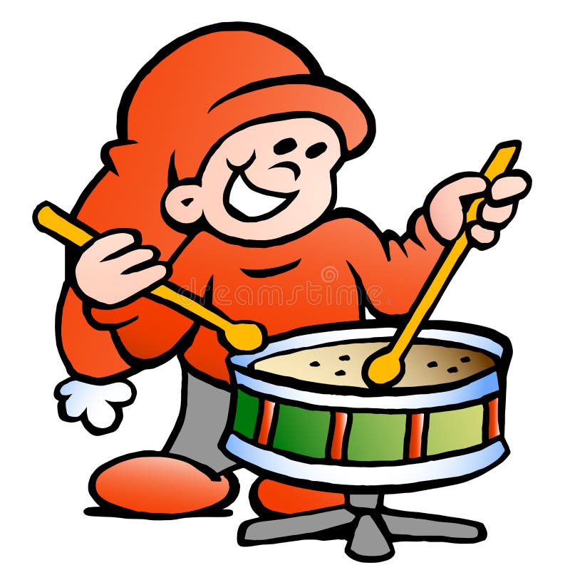 Vector Cartoon Illustration of an Happy Elf Playing Drum Stock Vector ...