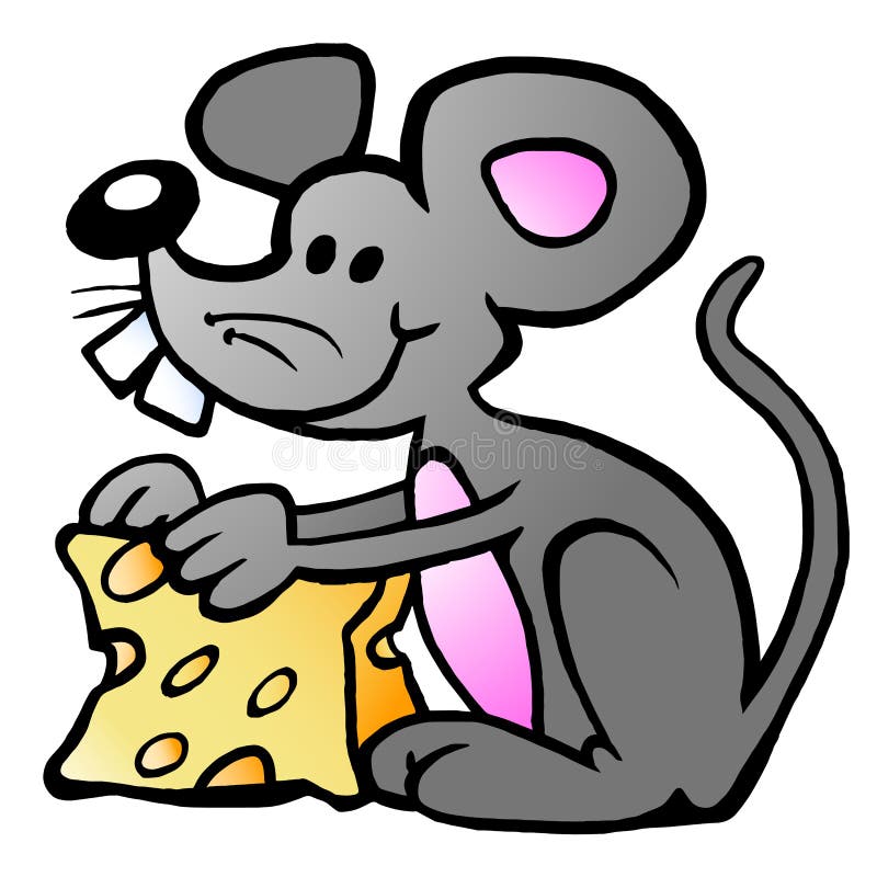 Vector Cartoon Illustration of an Happy Mouse Eating Cheese Stock ...