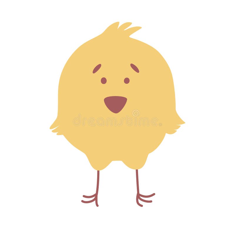 Vector Cartoon Illustration of a Little Chicken is Standing. Stock ...