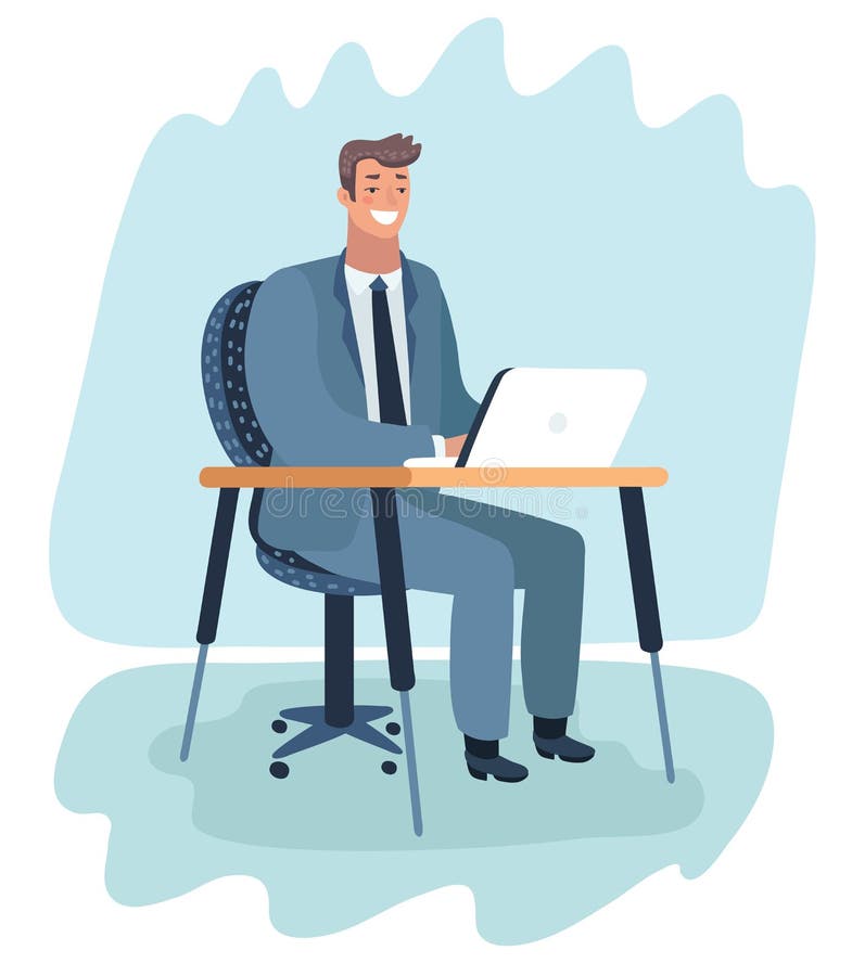 Businessman Working on Laptop Stock Vector - Illustration of emotions ...