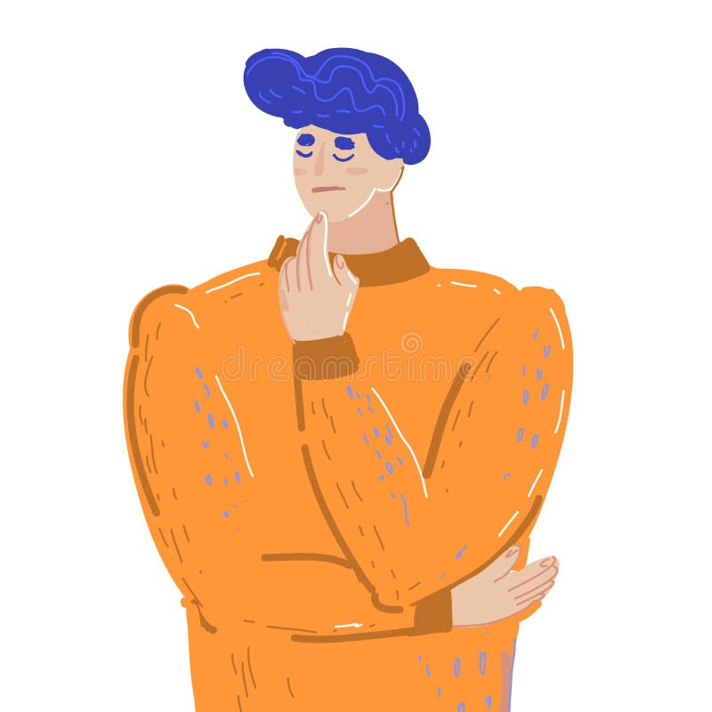 Vector Cartoon Illustration of Man Thinking, Oh, Question, Doubt ...