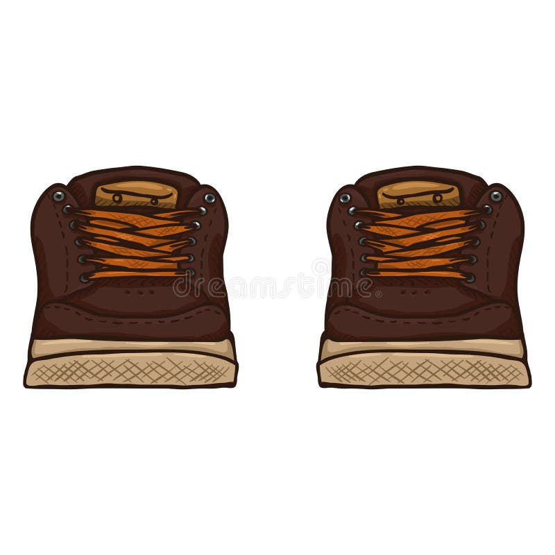 Vector Cartoon Illustration - Pair of Skaters Shoes. Front View Stock ...
