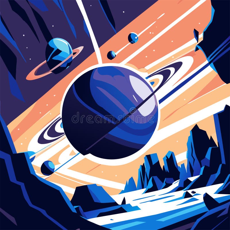 Space Exploration. Spaceship in the Outer Space. Vector Illustration ...