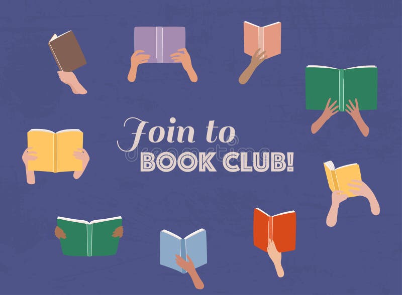 Vector Cartoon Illustration of Reading Club. Open Books in Hands Stock ...