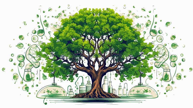Science Tree Vector Drawing Cartoon Stock Vector - Illustration of ...