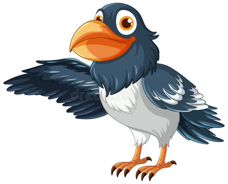 A Vector Cartoon Illustration of a Raven Standing Isolated on a White ...