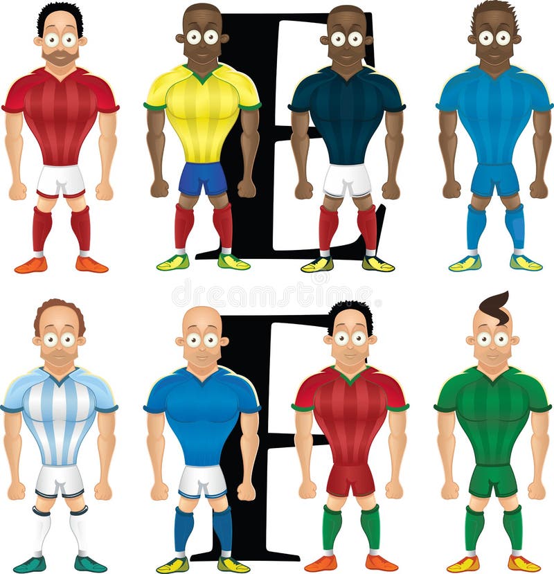 Vector Cartoon Illustration of Soccer Players, Isolated Editorial Photo ...