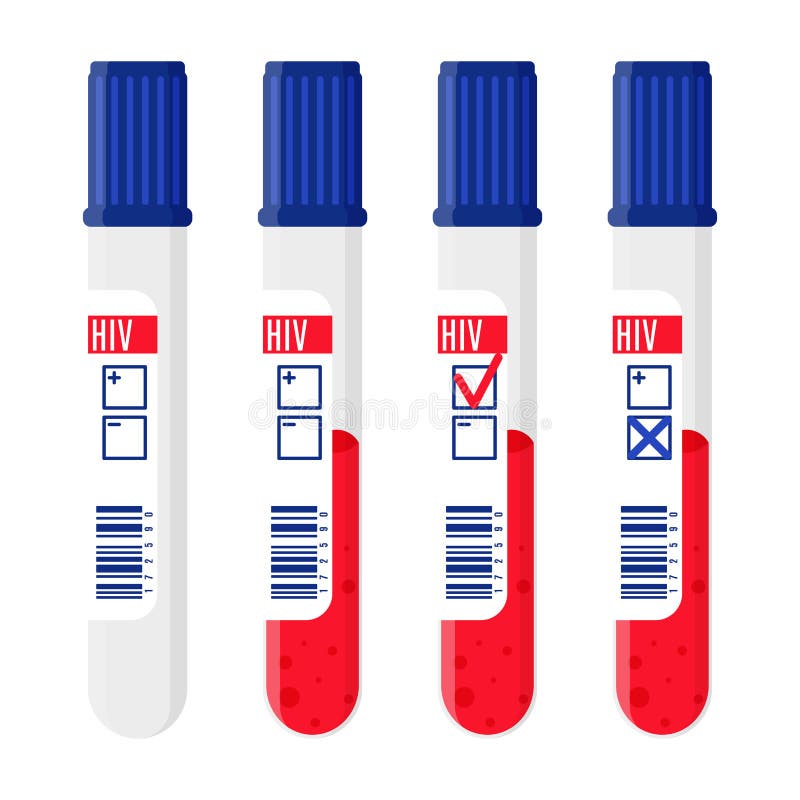 Vector Cartoon Illustrations Set of Test Tubes with Blood Testing for ...