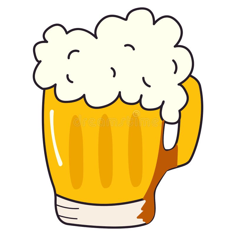 Vector Cartoon Image Glasses of Beer. Isolated Over White Background ...