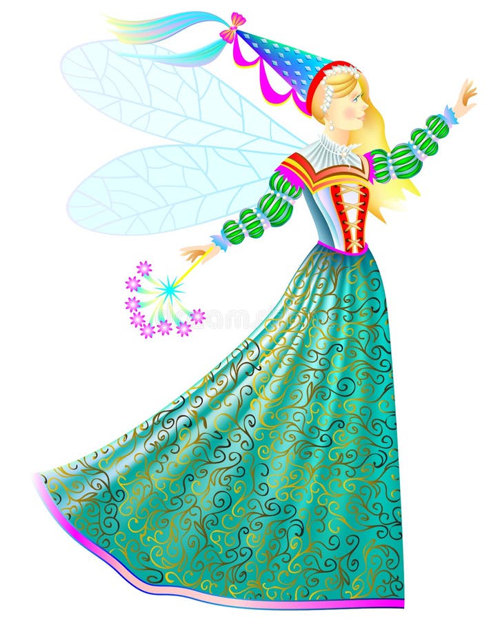 Illustration Of Fairy Tale Princess With Magic Wand In Beautiful