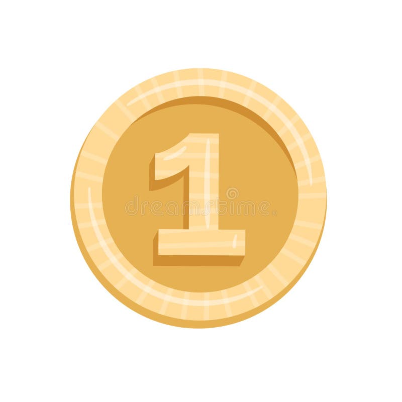 Vector Cartoon Isolated One-unit Gold Coin Icon. Stock Vector ...