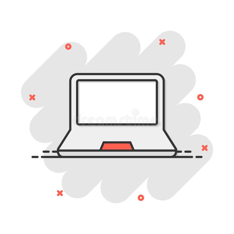 Vector Cartoon Laptop Computer Icon in Comic Style. Notebook Sign ...