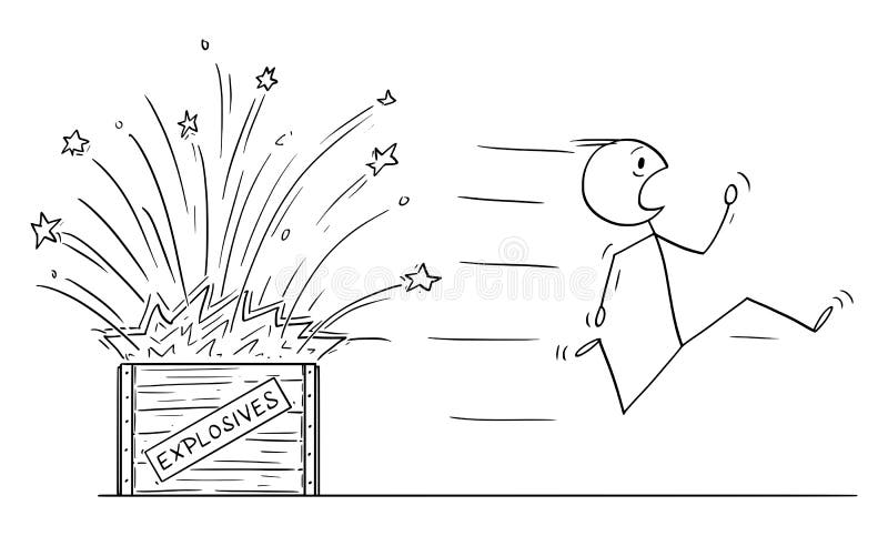 Vector Cartoon of Man, Bomb Disposal Expert or Pyrotechnist Running ...