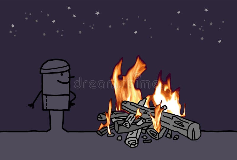 Cartoon Man with a Burning Fire Outside Stock Vector - Illustration of ...