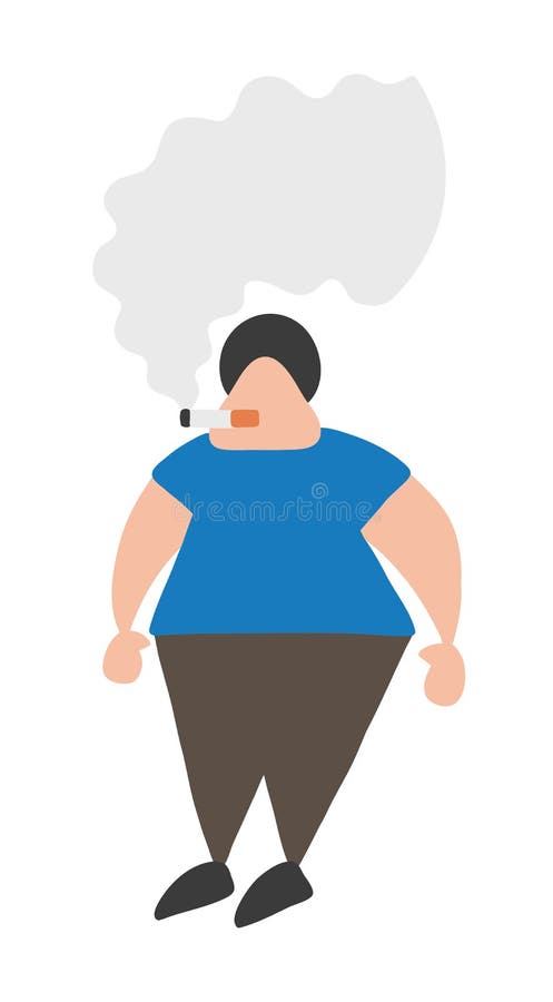 Vector Cartoon Man Standing and Smoking Cigarette Stock Vector ...