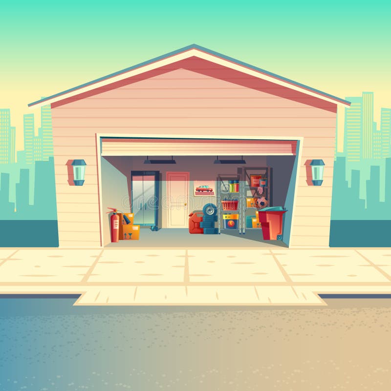 House Inside Garage Stock Illustrations – 1,699 House Inside Garage ...