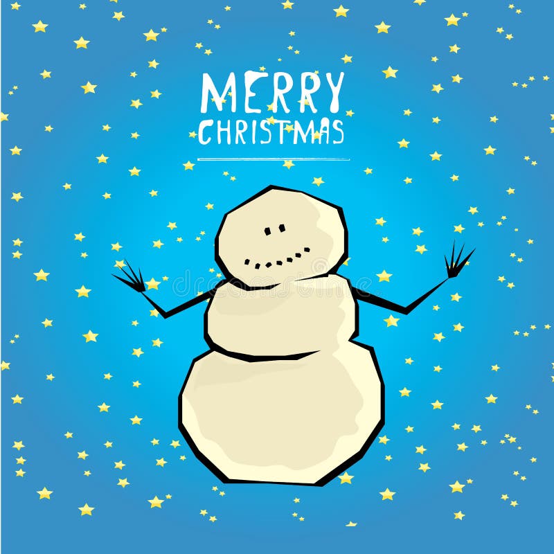 Vector Cartoon Merry Christmas Card with Snowman. Stock Vector ...