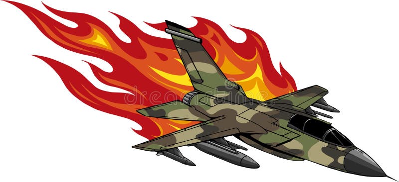 Vector Illustration of Cartoon Military Jet Fighter Plane. Stock Vector ...