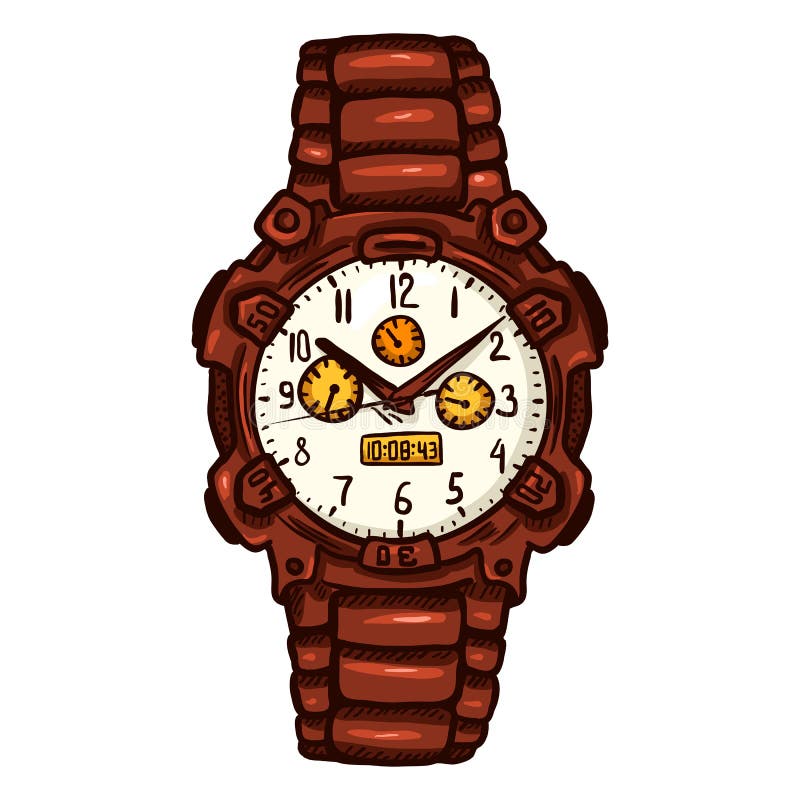 Vector Cartoon Modern Mens Wrist Watch Stock Vector - Illustration of ...