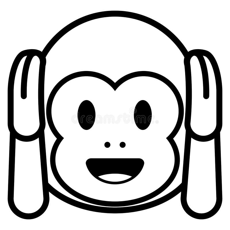Cartoon Monkey Emoji Isolated on White Background Stock Illustration ...