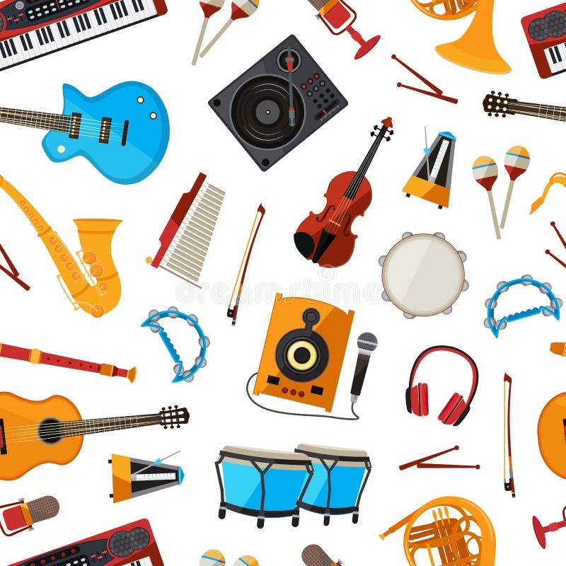 Colorful Classical Musical Instruments Background Music Instruments ...