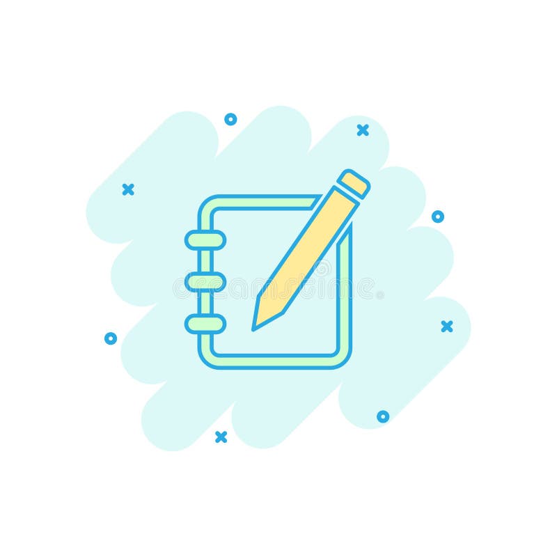 Vector Cartoon Notepad Edit Document with Pencil Icon in Comic S Stock ...